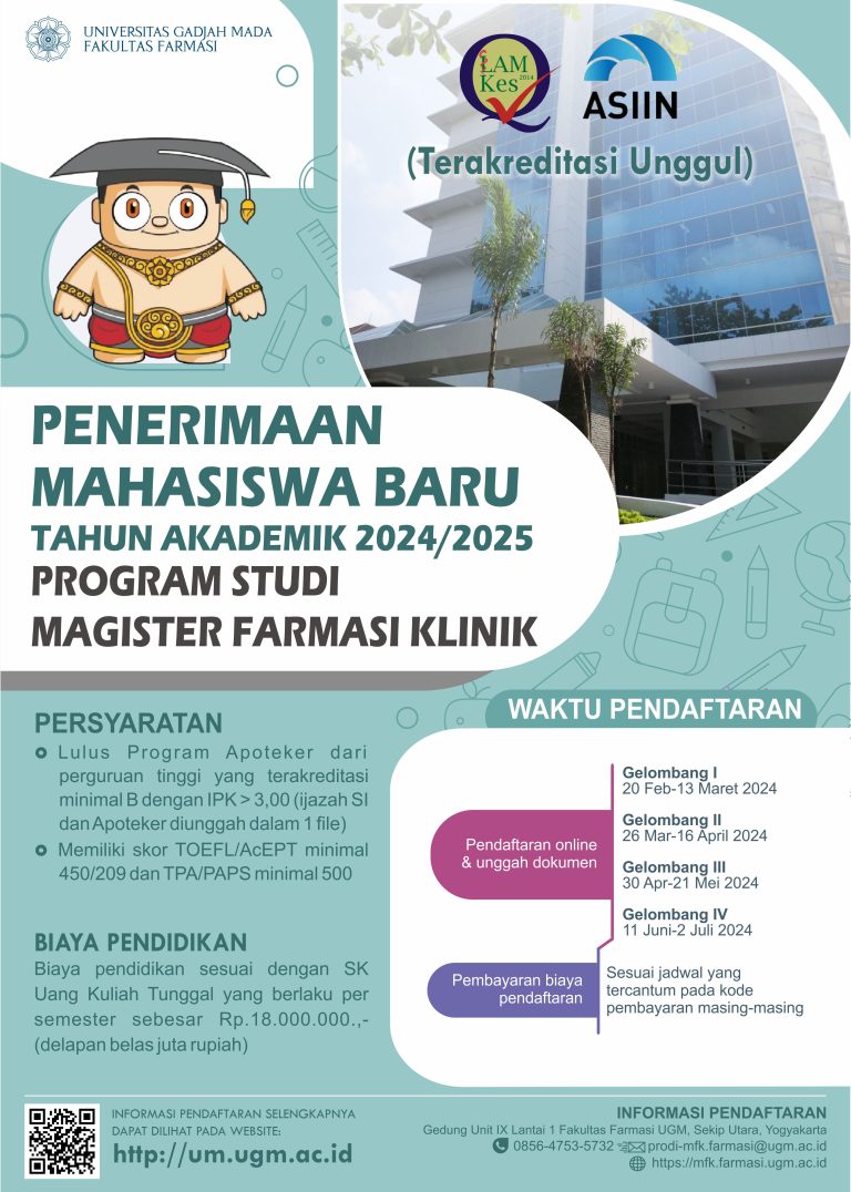 Penerimaan Mahasiswa Baru Program Magister Farmasi Klinik Semester Gasal TA 2024/2025 – Website ...